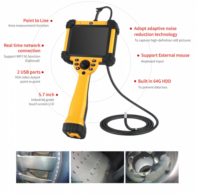 5 inch HD display 2.8mm diameter 1meter length customized steerable ...